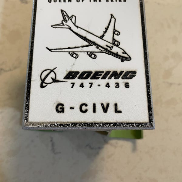 KLM Royal Dutch Airlines Boeing 747 PH-BFG Fuselage Cut Luggage Tag ...