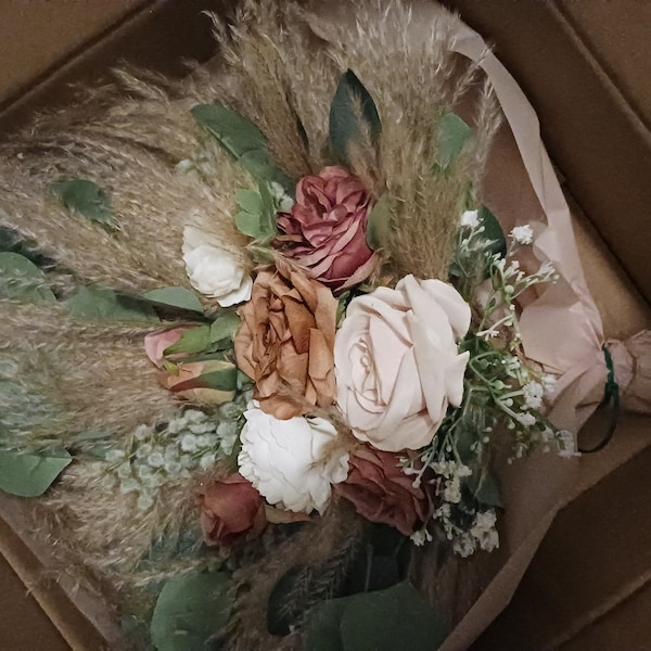 Rustic Boho Wedding Bouquet,artificial Faux Flowers Home Wedding Decor ...