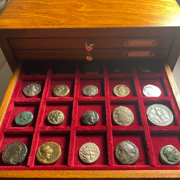 Art. CAP08 Wooden Coin Cabinet for Ancient Coins, Gold, Silver. Coin ...