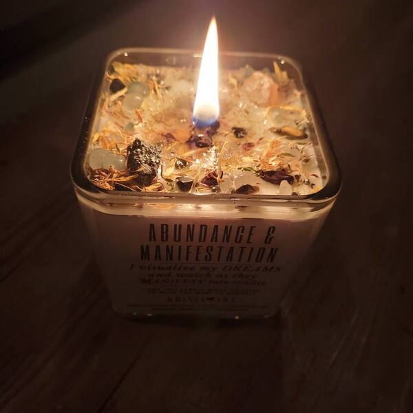 ABUNDANCE Intention Candle for Attraction and Manifestation. Tin Candle ...