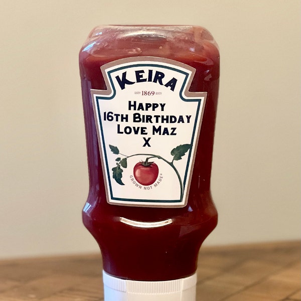 Personalised Ketchup Label/sticker - Diecut - ADD ANY TEXT - Custom ...