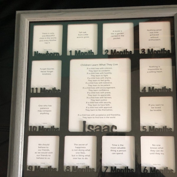 Baby First Year Personalized Frame - Holds Twelve 2.5" X 3.5" Newborn ...