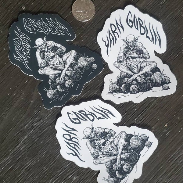 Dark Mode Yarn Goblin Sticker | Crochet Sticker | Knitting Sticker ...