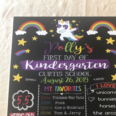 Unicorn First Day of School Sign Printable Rainbow Back to - Etsy