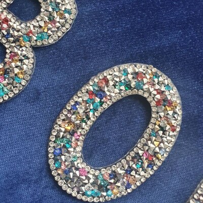 Rainbow Large Rhinestone Sparkle Letter Patch Patches Iron on - Etsy