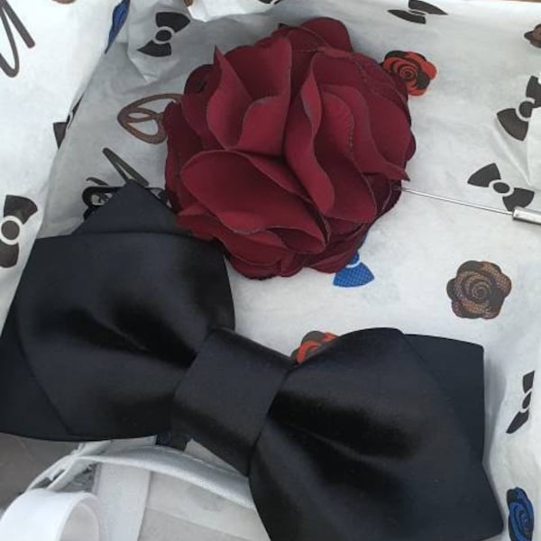 Black and Gold Satin Butterfly Bow Tie, Formal Black Bowties for Men Bowtie, Wedding Groom ...