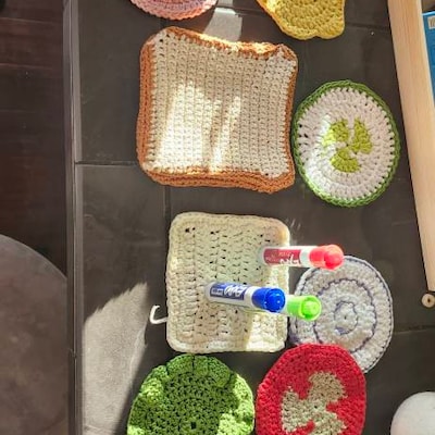 Crochet Pattern Sandwich Coaster Set Crochet Lettuce, Fried Egg ...