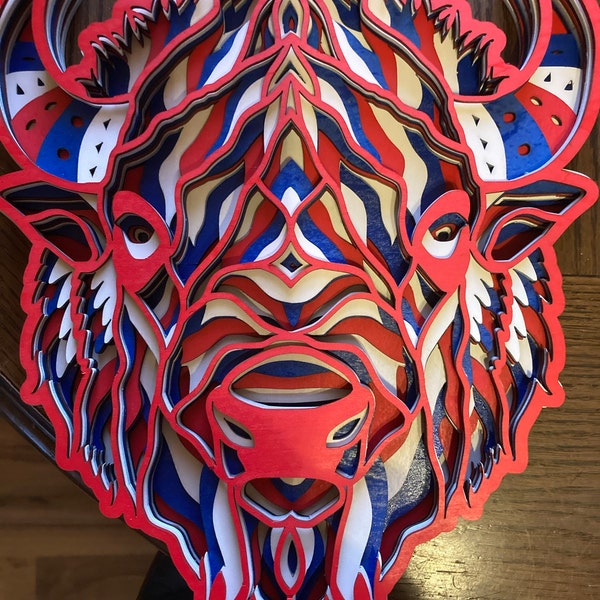 Bison Head Layered Design for Cutting, Vector File for Laser and Paper ...