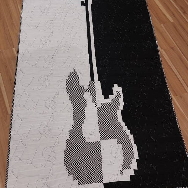 Inverted Bass Guitar Throw Quilt Pattern - Etsy