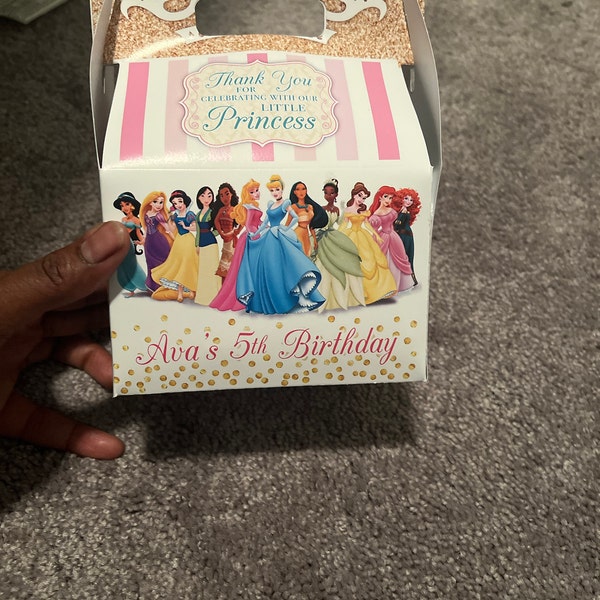 Disney Princess Birthday Personalized Qty 8 Gable Favor Goody Boxes - Etsy