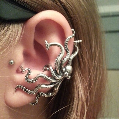 Octopus Ear Cuff Silver Octopus Ear Cuff Octopus Earring Octopus ...
