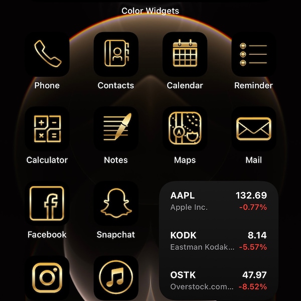 5000+ Gold iPhone Ios 18 App Icons Pack | Gold Icon Aesthetic Black ...