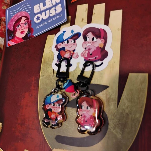 Gravity Falls/ Stan and Ford/ Dipper and Mabel/ Acrylic Matching Charms ...