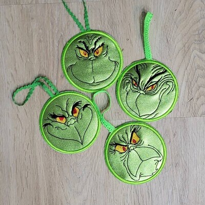 The Grinch Tree Ornaments ITH Machine Embroidery Design, Embroidery ...