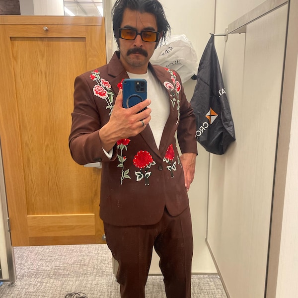 Men Black 2pc Customized Cactus Scorpion Embroidered With Rhinestones ...