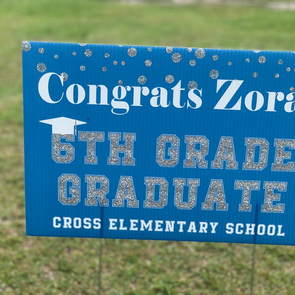 Elementary Graduation Yard Sign Middle School 2023 Graduate 12x18" Size ...