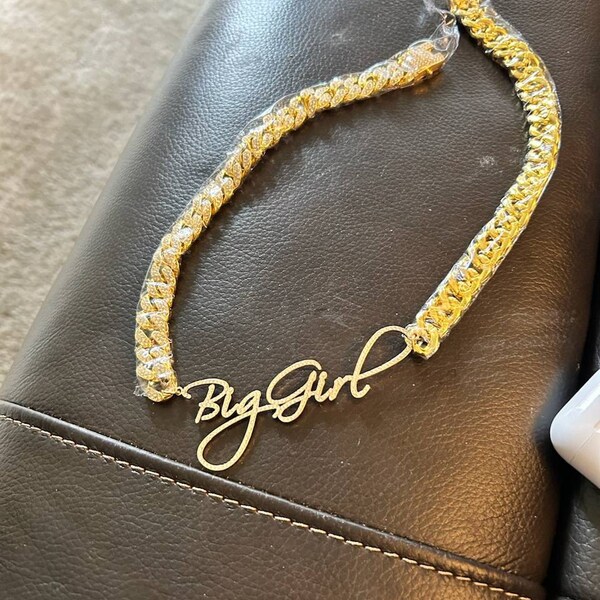 Custom Diamond Name Necklace Iced Out Cuban Chain, Script Name Necklace ...