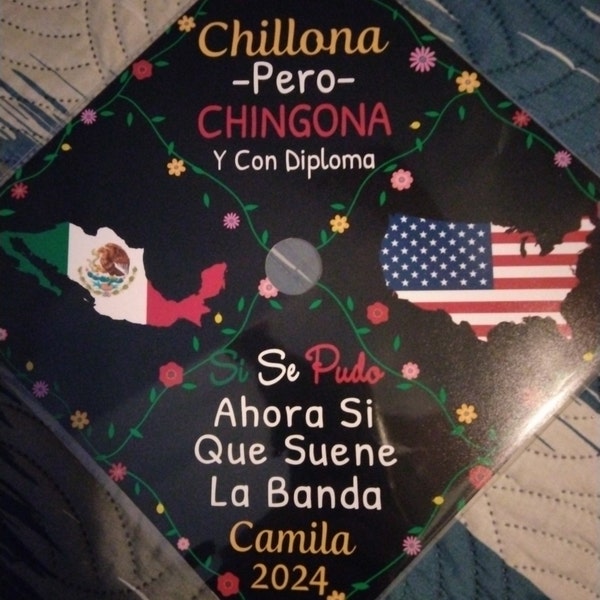 Mexican American Chingona Diploma Printed Graduation Cap Topper ...