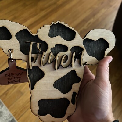 Cow Tag Baby Milestones Baby Shower Gift Baby Boy Birth - Etsy