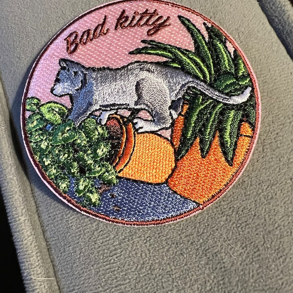 Bad Kitty Cat Patch - Iron on Embroidered Patches - Gift for Cat Lady ...