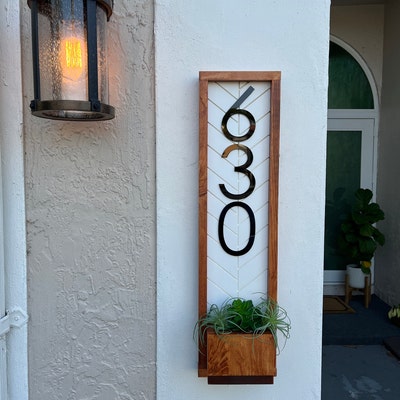 Fairview Vertical Address Sign Planter, House Number, House Number Sign ...
