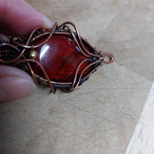 Red Fire Labradorite Pendant Copper Wire Wrapped Pendant Handmade ...