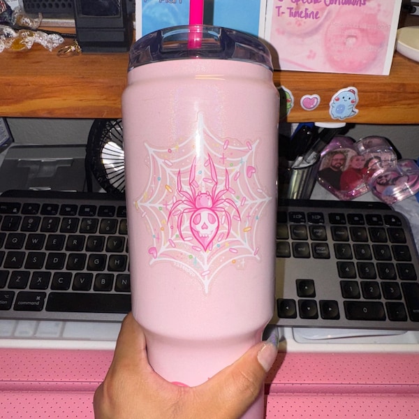 Sprinkle Spider Sticker - Kawaii Art - Pink Arachnid - Spooky and Cute ...