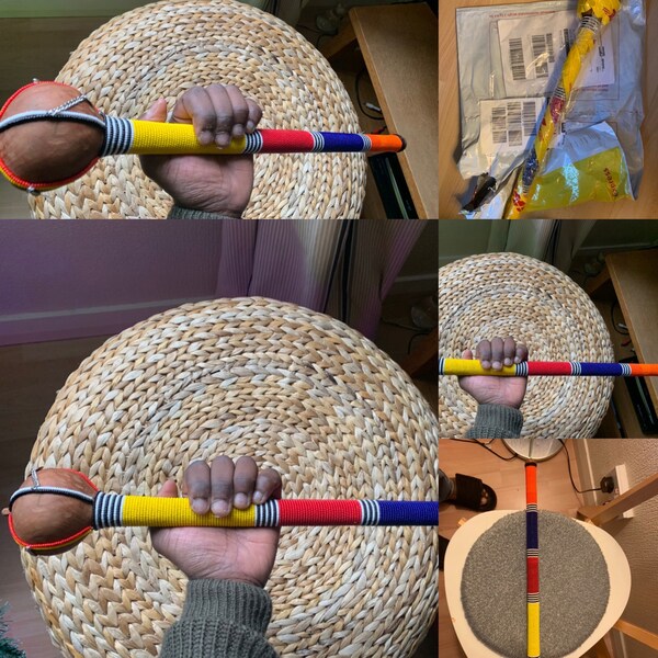 Thoth Authority Stick, Symbol of Power Beaded Craft,tribal Masai Rungu ...