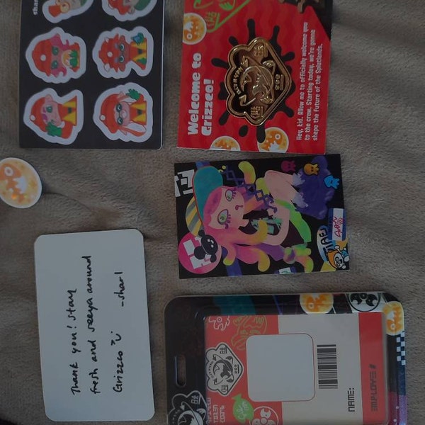 Splatoon 3 Salmon Run Grizzco ID Card Holder With Lanyard & Enamel Pin ...