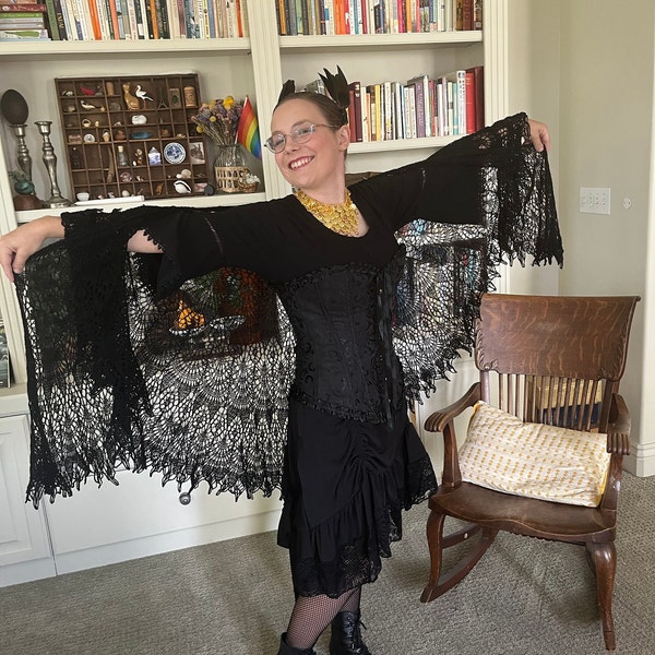 Bat Shawl Black Witch Aesthetic Shawl Scarf Gothic Shawl Halloween ...