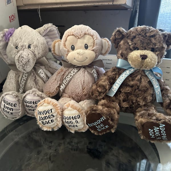 Adoption Elephant Stuffed Animal, Personalized Adoption Gift, Custom ...