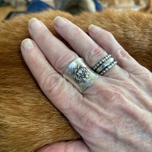 Natural Stone Ring Healing Stone Ring Sterling Silver Wide | Etsy