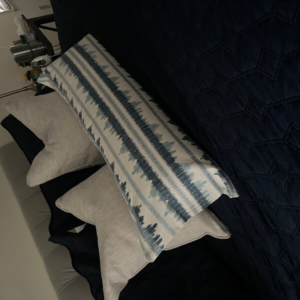 Coastal Light Blue Linen Pillow Cover Set, Blue Striped Throw Pillow ...