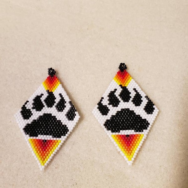 Bear Paw Brick Stitch Earrings Pattern Native Inspired - PDF Instant ...