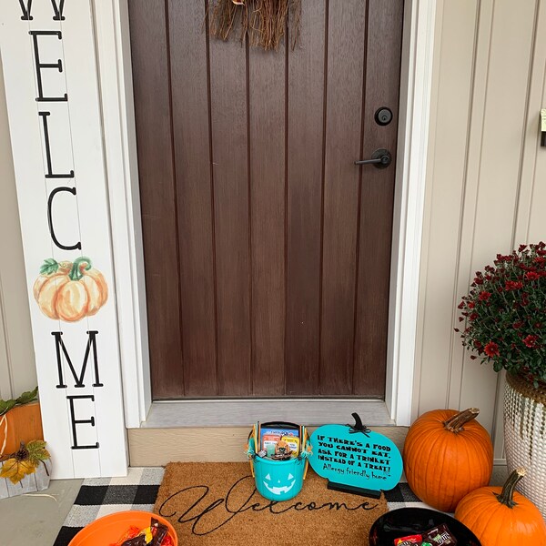 Teal Pumpkin Project Wooden Pumpkins Double Sided Design Fall Decor ...