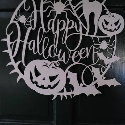 Happy Halloween Web Metal Sign Door Decor, Halloween Metal Sign, Scary ...