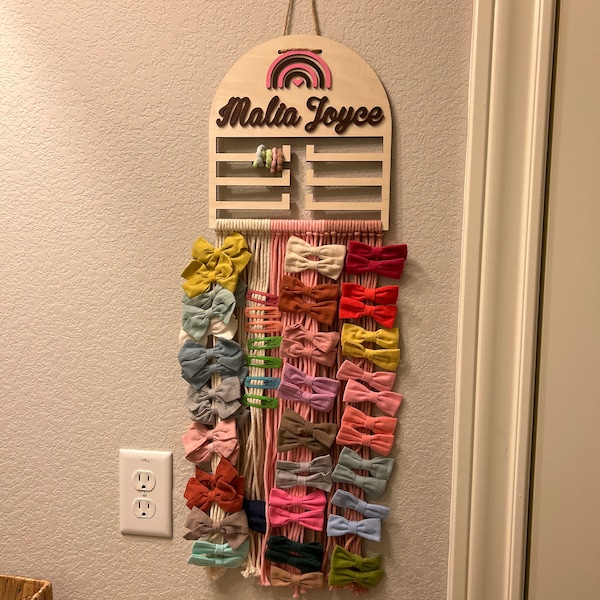 Custom Bow Holder, Macrame Polaroid Hanger, Headband Holder, Hair Bow ...