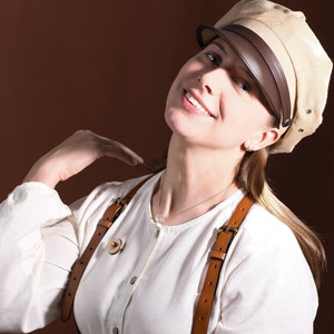 ELVIS Cotton Rockabilly Biker Cap Retro Motorcycle Natural Leather ...