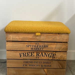 Large Wooden Storage Box With Fabric Upholstered Hinged Lid/seat - Etsy UK