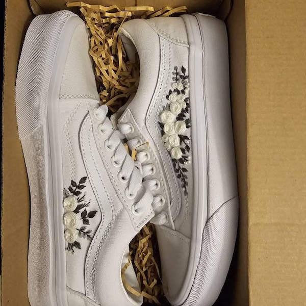 Custom Vans Slip on Embroidered, Embroidered Vans Custom Wedding ...