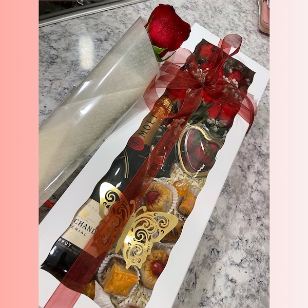 Rose and Wine Box: 20”x7”x4” (contents NOT Included, Box Only) *sold in ...