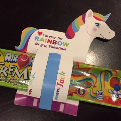Rainbow Unicorn Valentines Printable DIY Instant Download Skittles ...