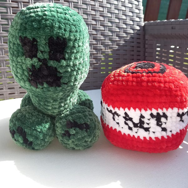 Crochet Pattern (PDF File): Minecraft Baby Creeper and TNT Plushies ...