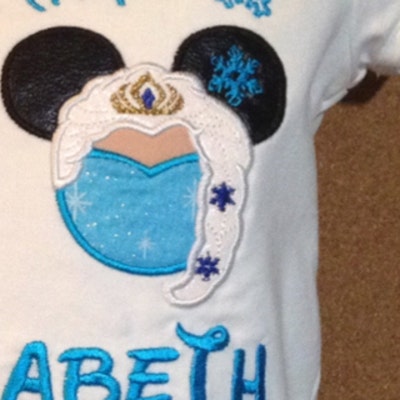 Character Inspired Miss Mouse Princess Freezing Elsa Embroidery ...