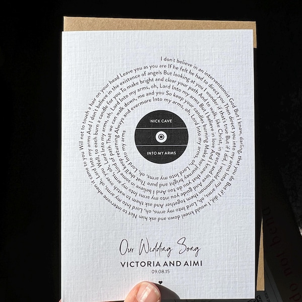 Custom Song Lyric Card: Anniversary, Wedding, Engagement Gift - Etsy