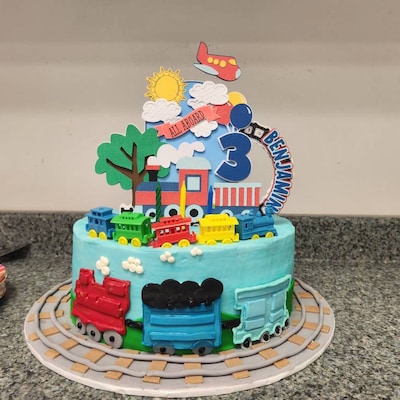 Train Cake Topper, Choo Choo Three, Train Party Cake Topper - Etsy