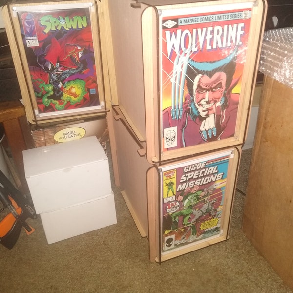 Three, Comic Book Storage Boxes - Includes a Plexiglass End Frame to ...