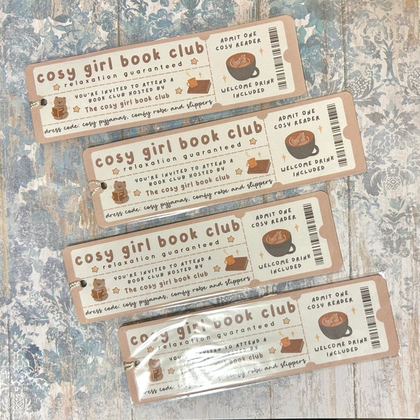 Cosy Girl Book Club | Coffee and Book Lover Bookmark | Fall Bookmark ...