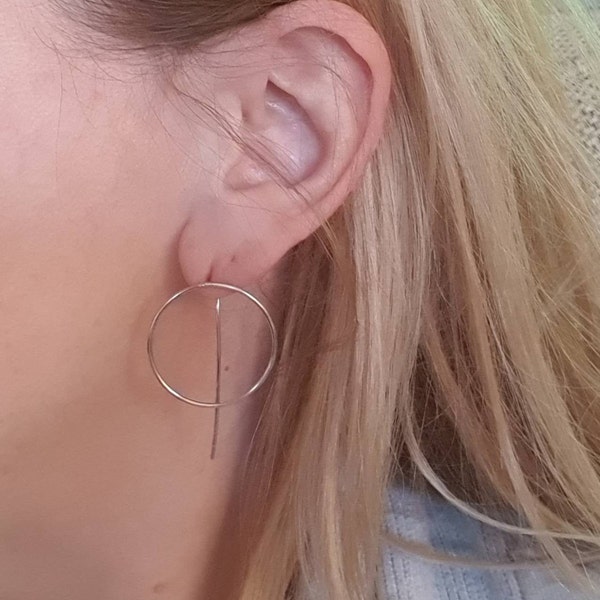 Beautiful Large Circle Ear Jacket Earrings in Sterling Silver, Silver ...