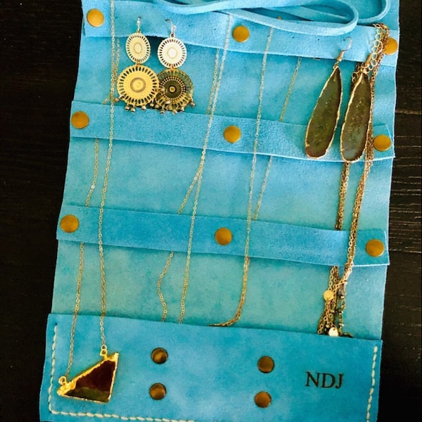 Custom Suede Travel Jewelry Organizer: Roll-up Accessory Case - Etsy